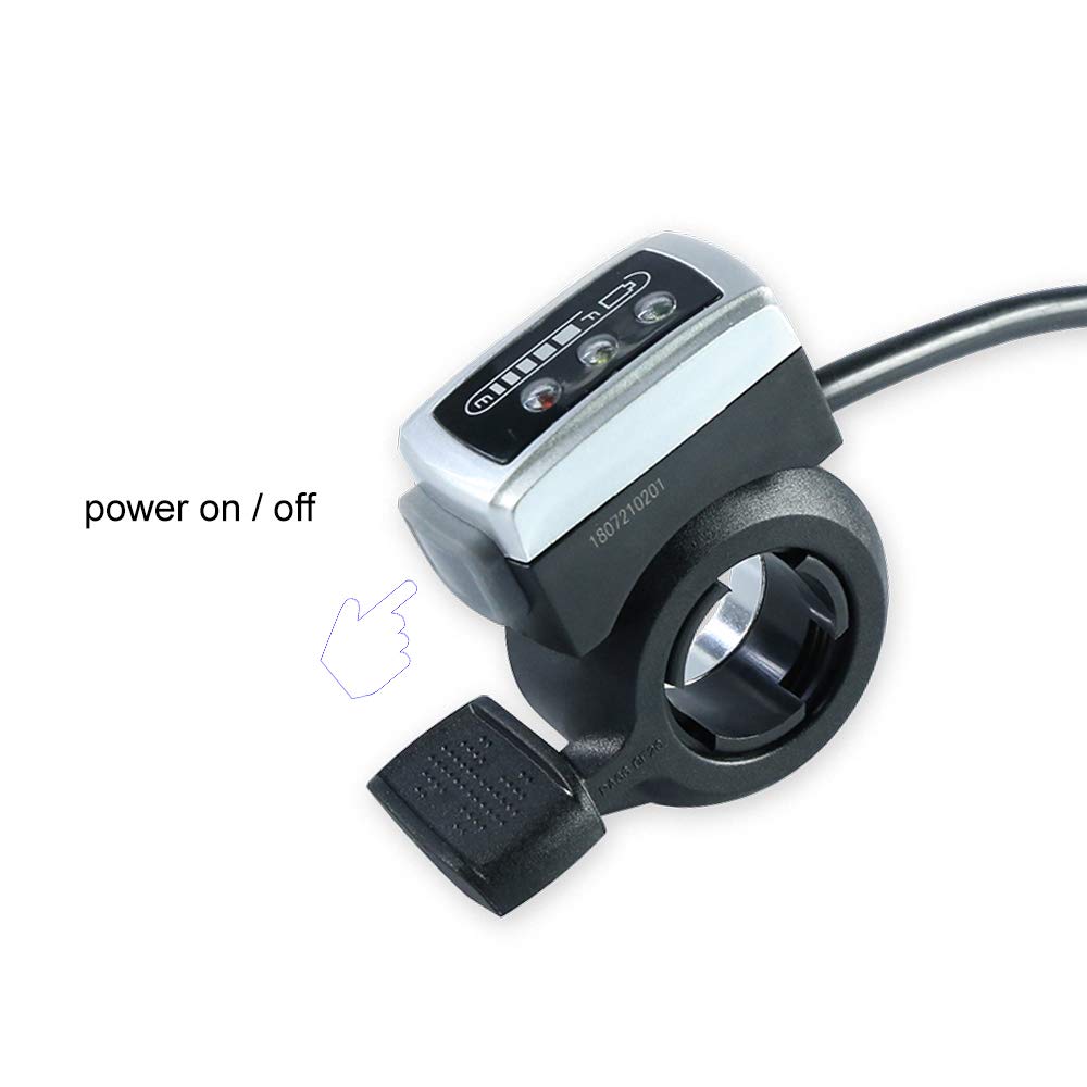 E-Bike 36V 48V Thumb Throttle Speed Control Assembly LED Display Battery Power Indicator for Scooter Electric Bike Hub Motor Kit (White, 48V)