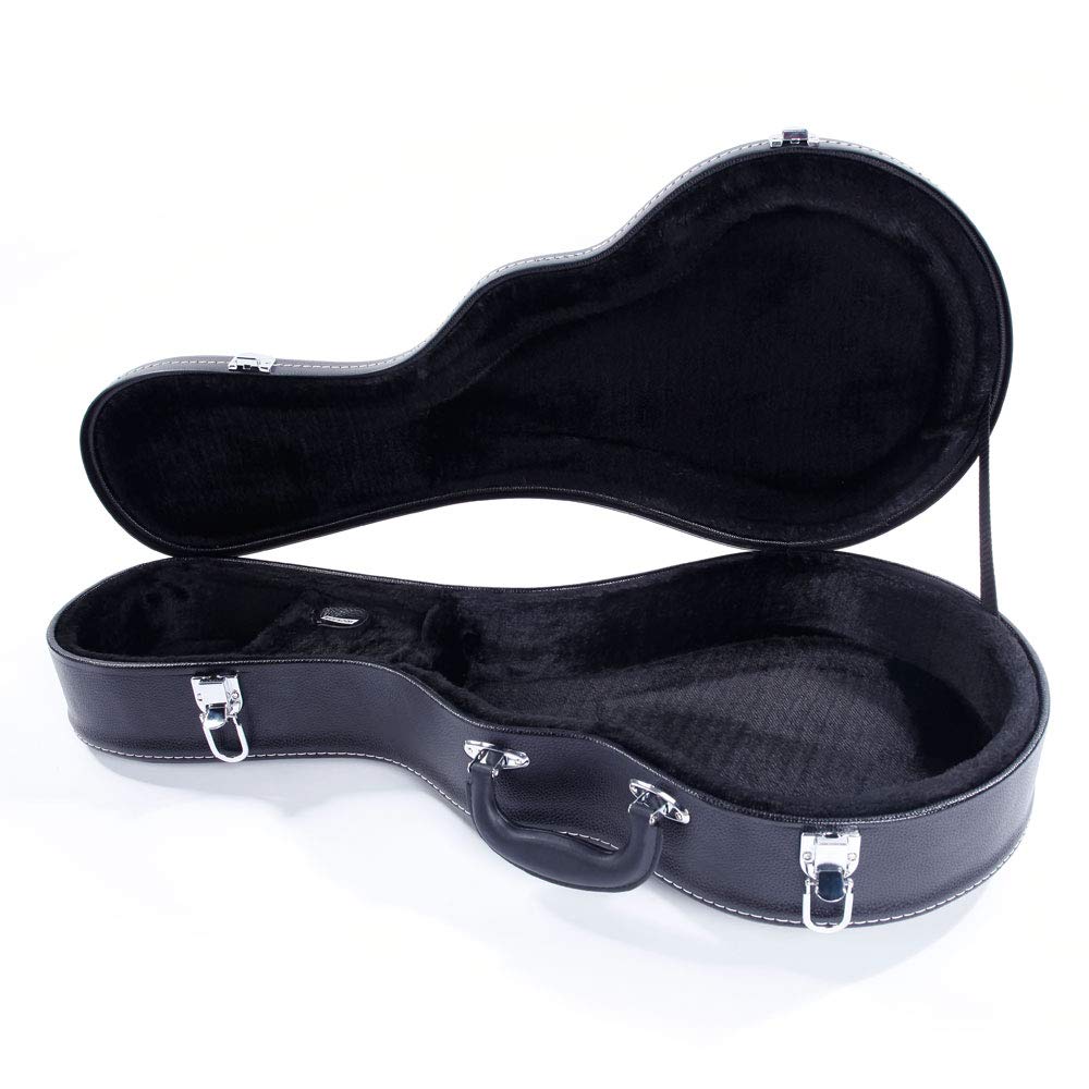 F-Style Microgroove Mandolin Hard shell Case Pattern Leather Wood Mandolin Case Black