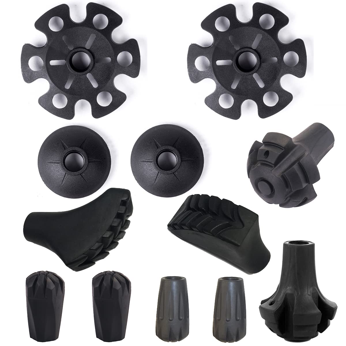 Diooid Hiking Pole Tips Extra Thick and Wear Resisting Trekking Pole Tips Replacement Pole Rubber Tip Protectors Fits Most Standard Hiking Poles with 11mm Hole Diameter Black