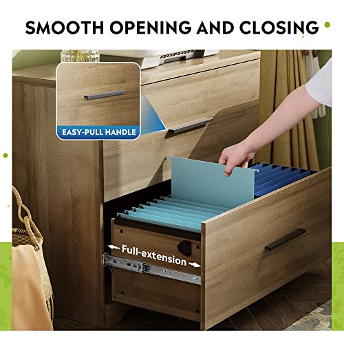 DEVAISE 2 Drawer Wood Lateral File Cabinet with Anti-tilt Mechanism, Storage Filing Cabinet for Home Office, Gray Oak