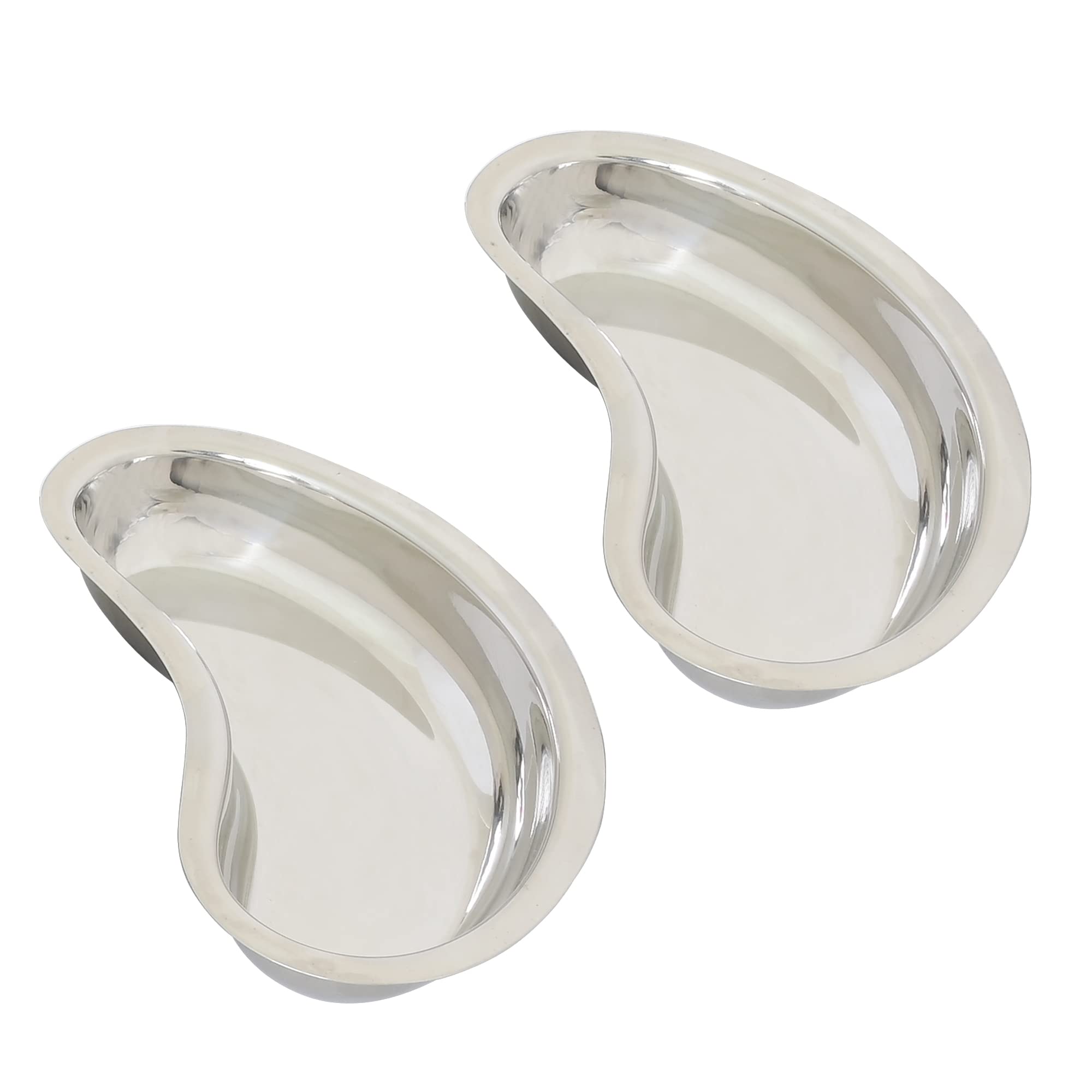 OdontoMed2011 2Pcs 8" Stainless Steel Kidney Tray, Kidney Shaped Emesis Basin, Dental Lab Instruments Trays, Reusable Metal Kidney Dish,for Soiled Dressings, Medic Waster