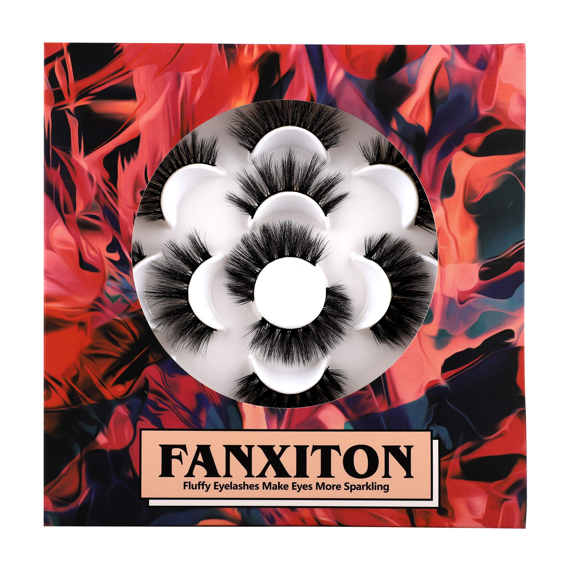 FANXITON Eyelashes Wispy Fluffy Faux Mink Lashes Fluffy 3D Effect Fake Lashes Volume Lashes 7 Different Styles False Eyelashes With Glue 7 Pairs Pack