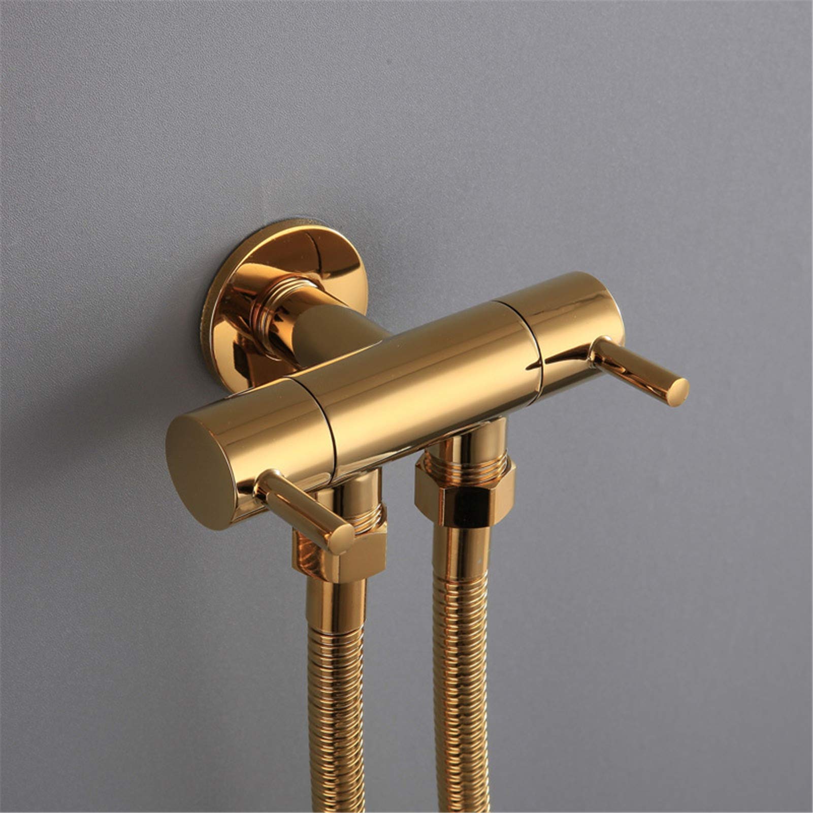 MINJING Bidet Faucet, Brushed Gun Grey Handheld Toilet Bidet Sprayer, Solid Brass Single Handle Valve Electroplated Shower Shattaf Douche Kit,B Set