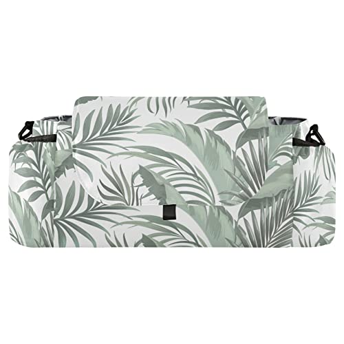 Kigai Green Tropical Palm Tree Baby Stroller Organizer with Cup Holders, Secure Hooks Accessories Adjustable Strap Stroller Bag for Bottle, Diaper, Phone, Toys, Baby Items