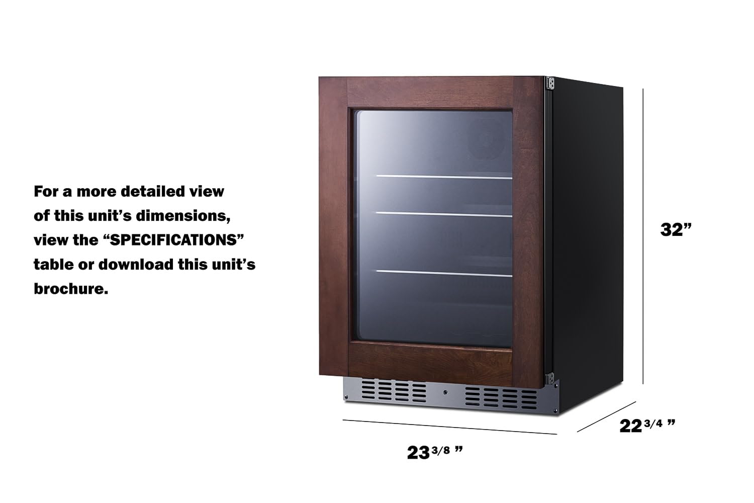 Summit Appliance AL57GPNR Commercial 24" Wide 5.0 Cu.Ft. Built-in Undercounter ADA Compliant Beverage Center with Panel-ready Glass Door, Black Cabinet, Factory Installed Lock and Digital Controls