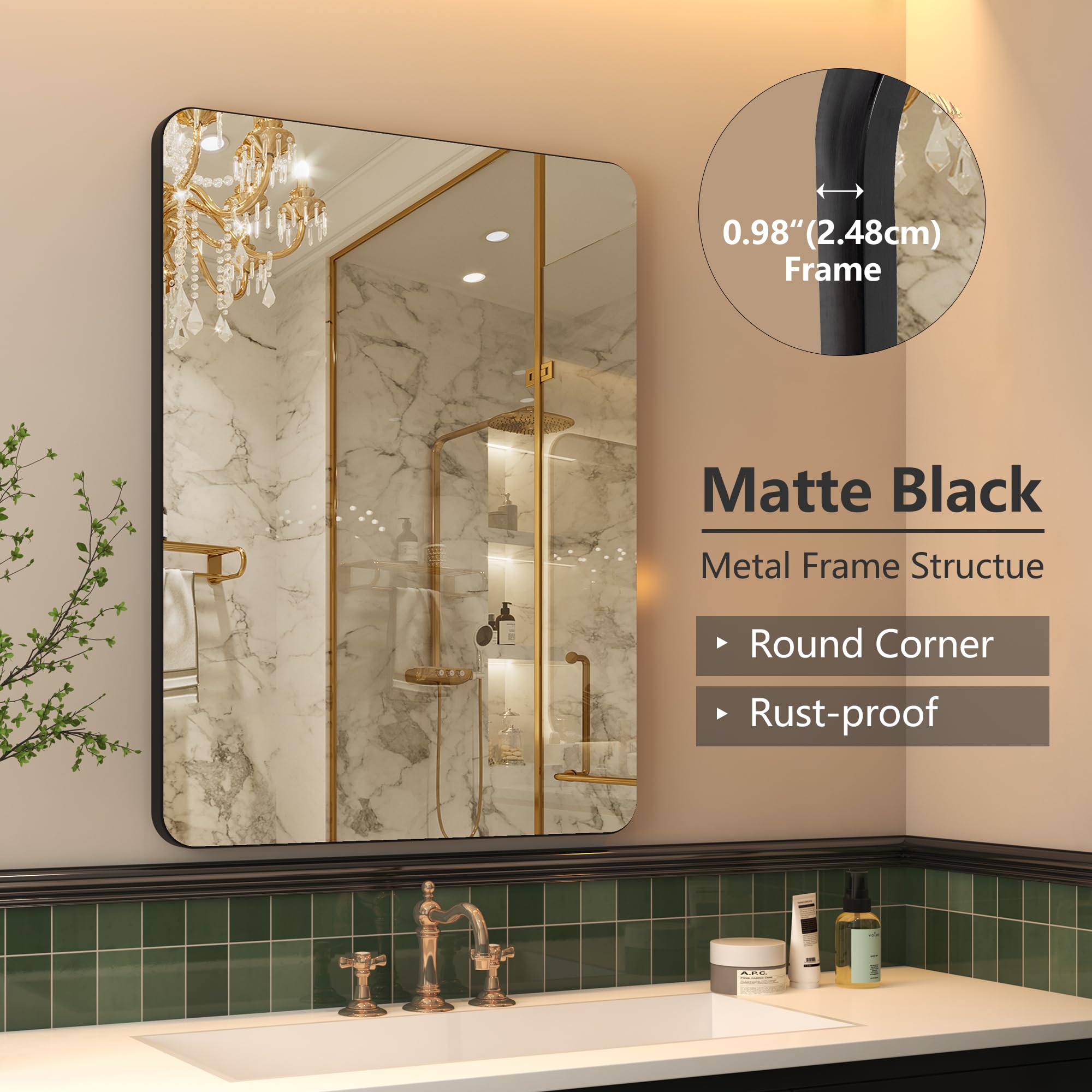 dnbss 47"x20" RGB Over Door Lighted Mirror, Full Length Mirror with Lights, LED Wall Mounted Hanging Mirror, Full Body Dressing Mirror, Light Up Mirror for Bedroom Living Room, Black