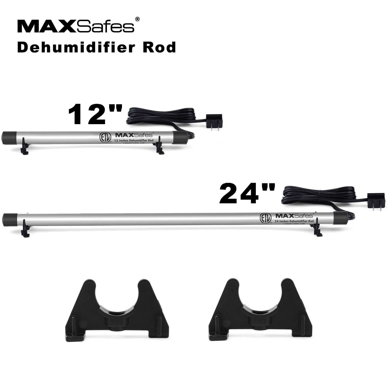 MAXSafes Gun Safe Dehumidifier Rod, Dry Rod - Easy Installation Plug-in Electric Dehumidifier Eliminates Moisture for Gun Safes & Cabinets, ETL Approved (24in)