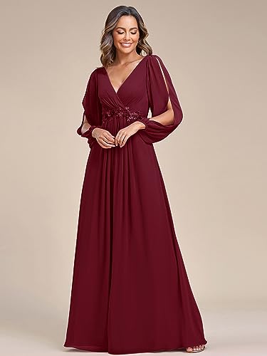 Ever-Pretty Women's Customized Generous Chiffon A Line Long Evening Dresses Burgundy US00