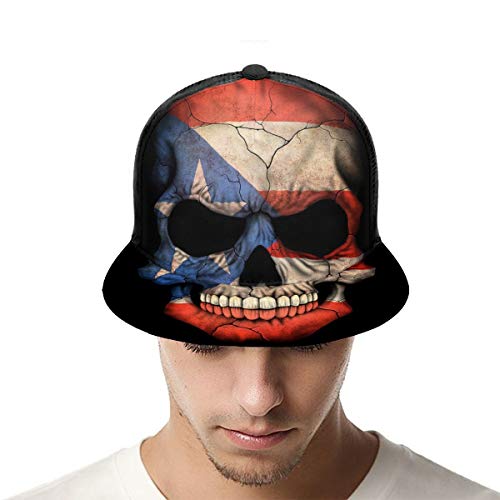 Dreamfy Unisex Baseball Cap Puerto Rican Flag Skull Puerto Rico Flags 3D Printed Adjustable Caps Hip Hop Snapback Brim Hats