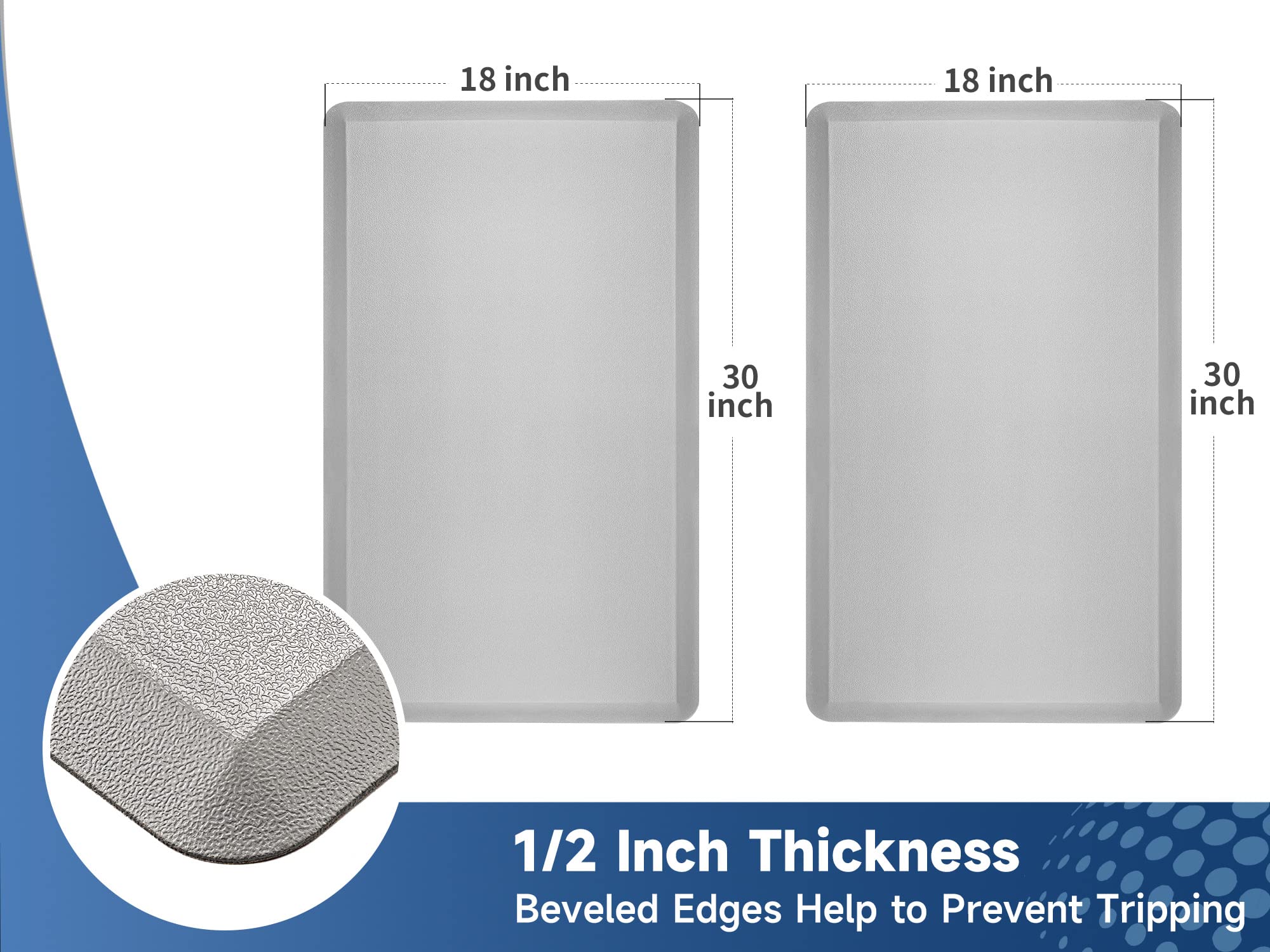ZVV Kitchen Mats Cushioned Anti Fatigue 2PCS Kitchen Rugs Waterproof Non-Slip Durable Stain Resistant Thick Memory Foam Heavy Duty Ergonomic Comfort Standing Mat for Floor,Laundry,Housewarming Gifts