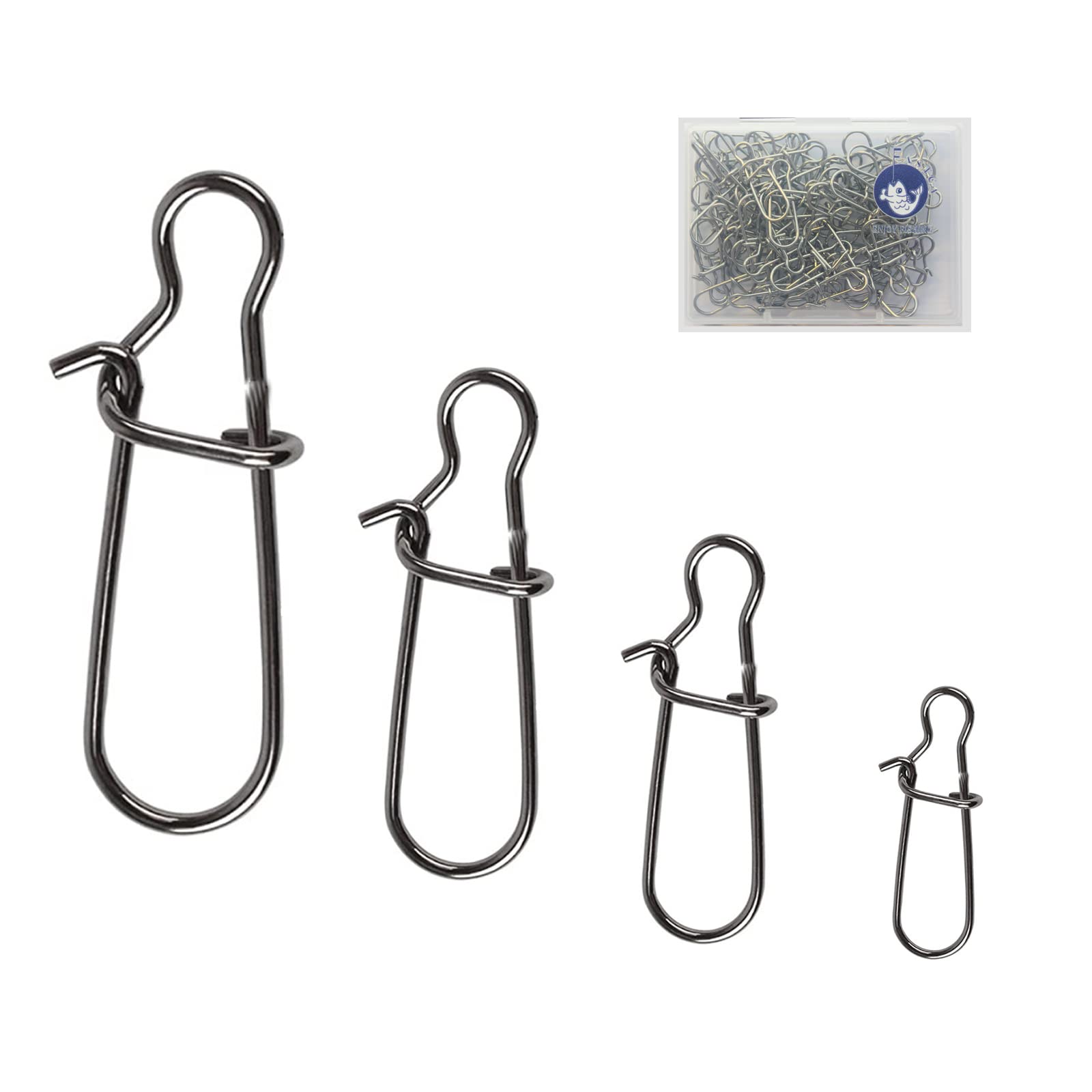 FASPLORE 50-100 Pcs Fishing Duo-Lock Snaps Stainless Steel Tackle Full Sizes Nice Snap Swivel Lure Connector Quick Change Safe Lock(100pcs-3#-62LBS)