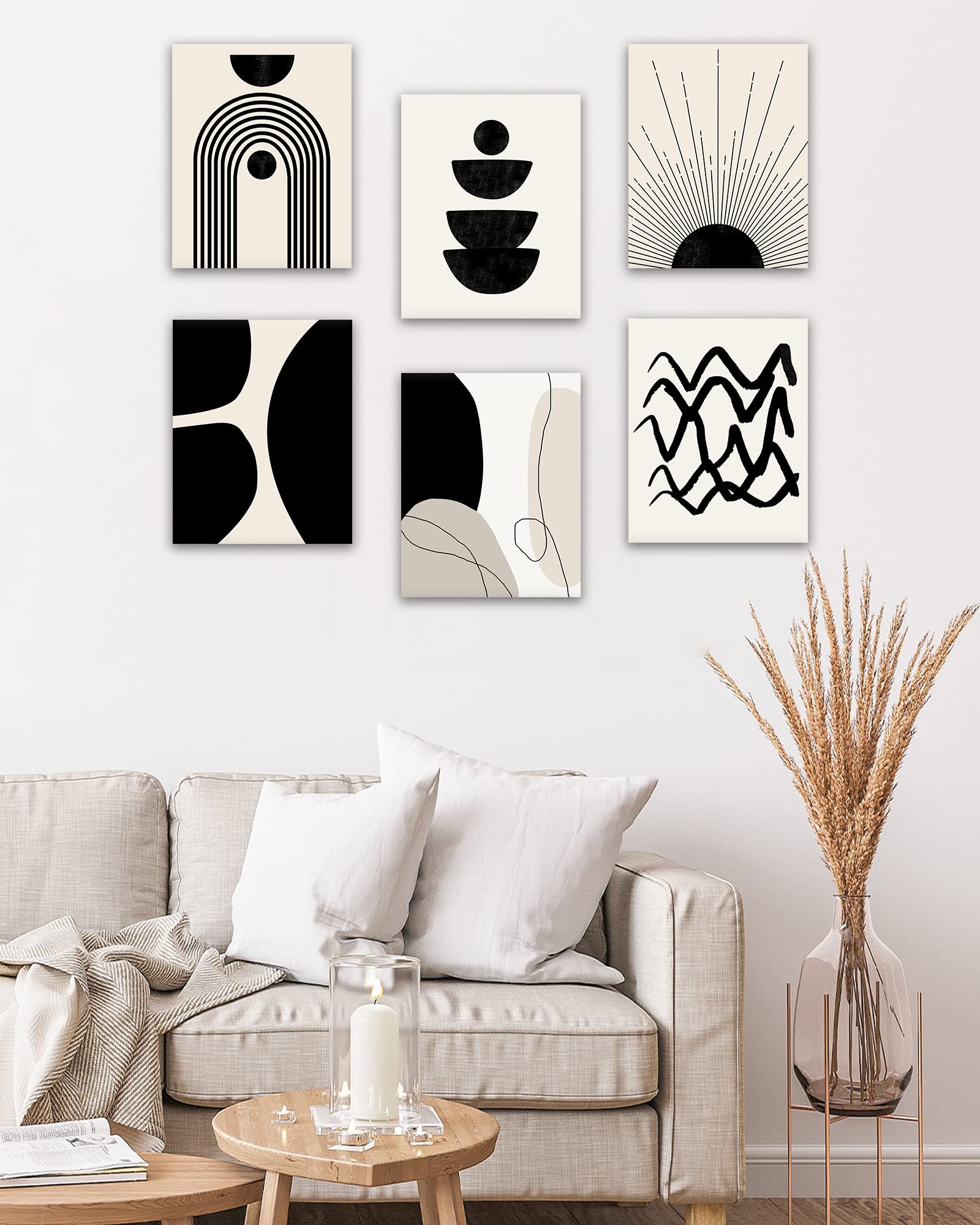 ๐๐ฟ๐๐ผ๐๐บ Abstract Boho Wall Art Minimalist Geometric ๐๐ฟ๐ฎ๐บ๐ฒ๐ฑ Wall Decor Boho Room Decor Black Brown Beige Line Art Canvas Painting Mid Century Modern Prints Bohemian Posters for Living Room Bedroom