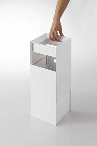 Yamazaki Home Trash Can - Modern Open Top Garbage Waste Bin Basket with Handle, Plastic, Short, 2.4 gallons, 9 liters, Handles, Lid, No Assembly Req., White