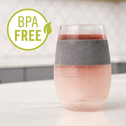 Host Wine Freeze Cup Set of 2 - Plastic Double Wall Insulated Wine Cooling Freezable Drink Vacuum Cup with Freezing Gel, Wine Glasses for Red and White Wine, 8.5 oz Mint - Gift Essentials