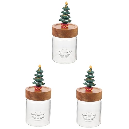 Garneck 3 Pcs Glass Storage Jar Container Miniture Decoration Clear Container Fruit Containers Jar with Lid Bulk Wrapped Candy Fruit Decor Crystals Decor Snack Bowl Resin Food