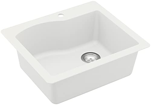 Karran Drop-In Quartz Composite 25 in. 1-Hole Single Bowl Kitchen Sink in White