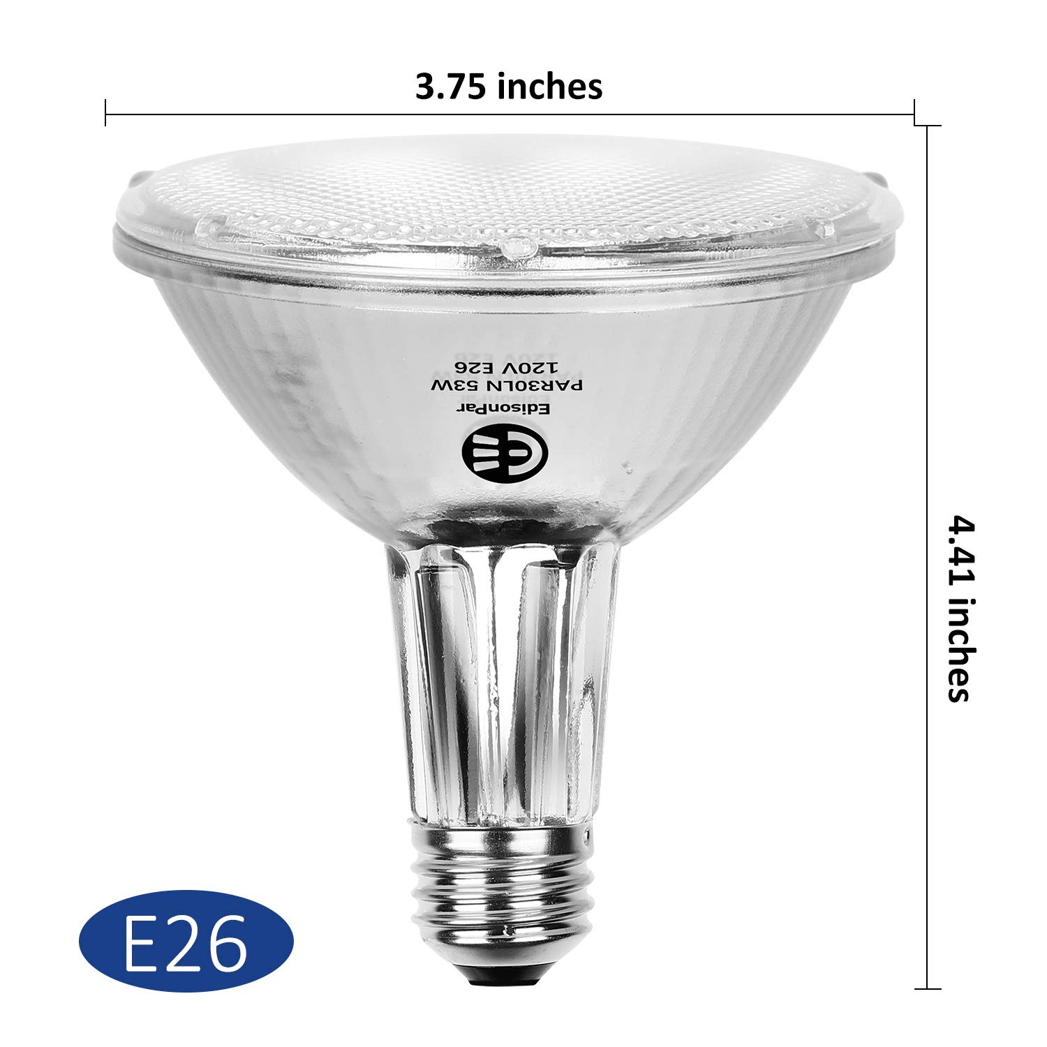 EdisonPar PAR30 Long Neck ECO Halogen Bulb 6 Pack 75W Equivalent, 25° Flood Light Dimmable E26 Base, 2900K Warm White Light CRI100 120V (PAR30LN Count of 6)