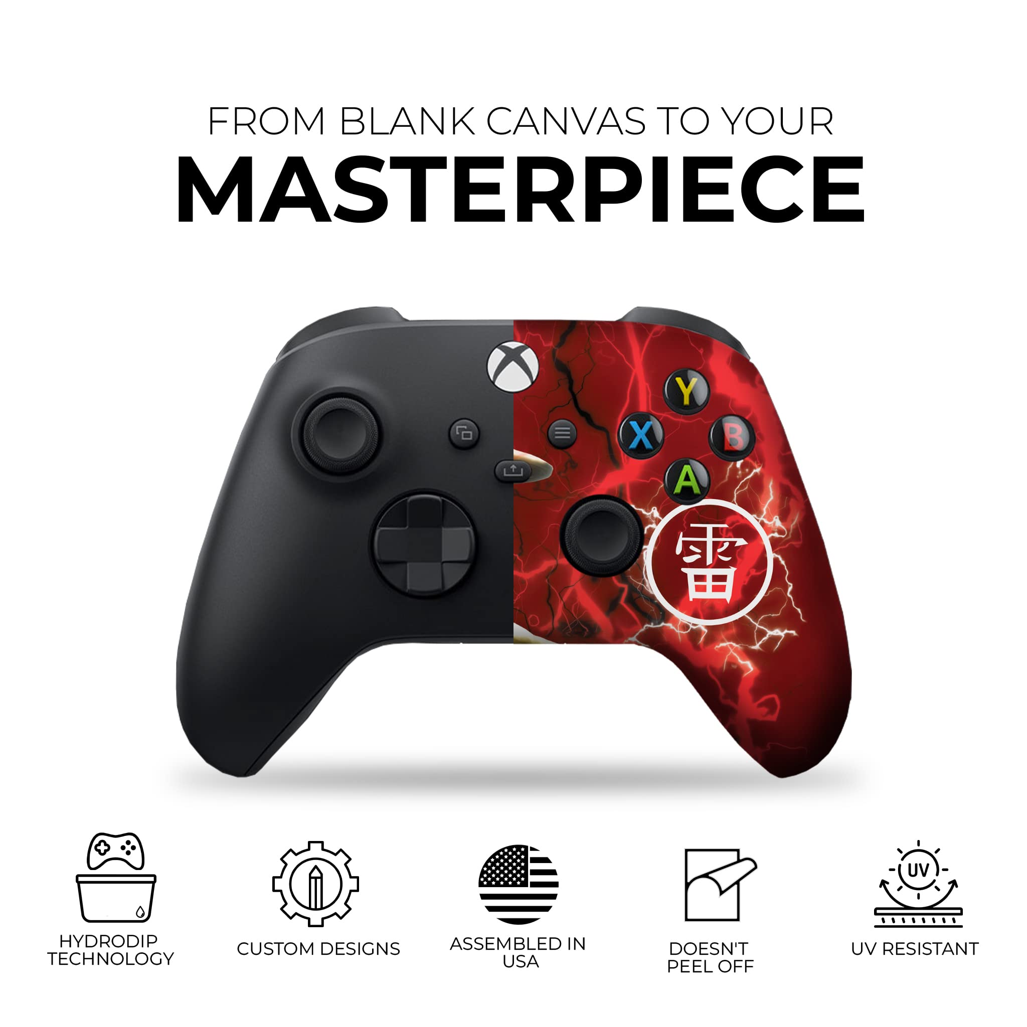 DreamController Kingdoom Hearts B&W Custom X-box Controller Wireless compatible with X-box One/X-box Series X/S Proudly Customized in USA with Permanent HYDRO-DIP Printing (NOT JUST A SKIN)