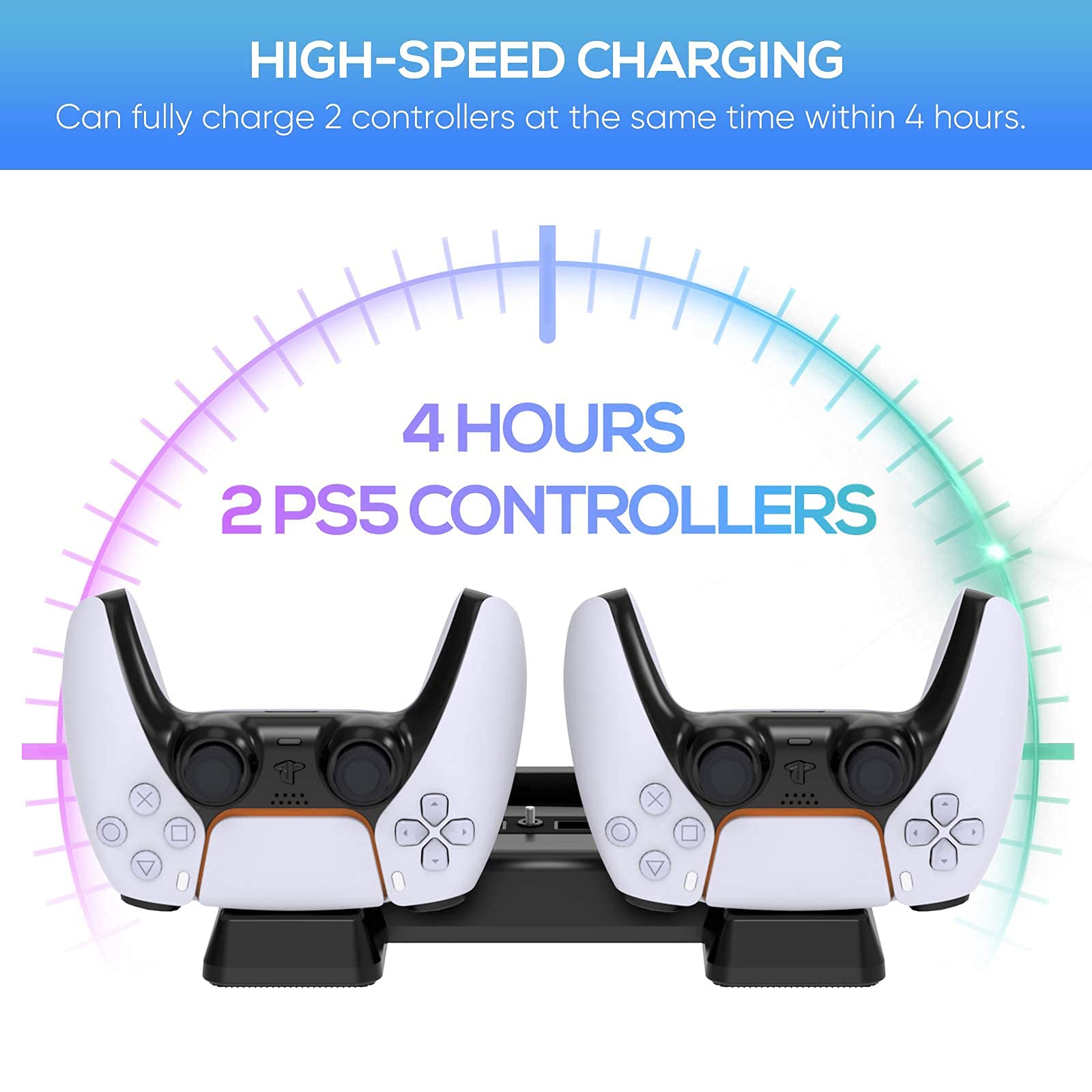 FASTSNAIL Vertical Stand with Cooling Fan&Controller Charger for PlayStation 5, Dualsense Controller Charging Station for Sony PS5/PS5 Digital Edition, Includes Extra 11PCS Video Game Organizer