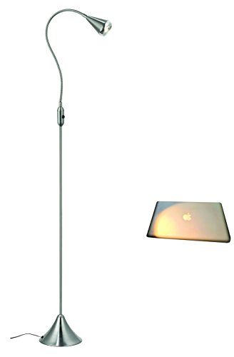 HomeFocus - LED Floor Lamp, Floor Lamp,Floor Light,Eye-Caring,Floor Lamp for Living Room,Bedroom,Metal,Satin Nickel,Flexible Gooseneck,LED 5W,3000K,Warm White Light,Energy Efficient Super Bright.