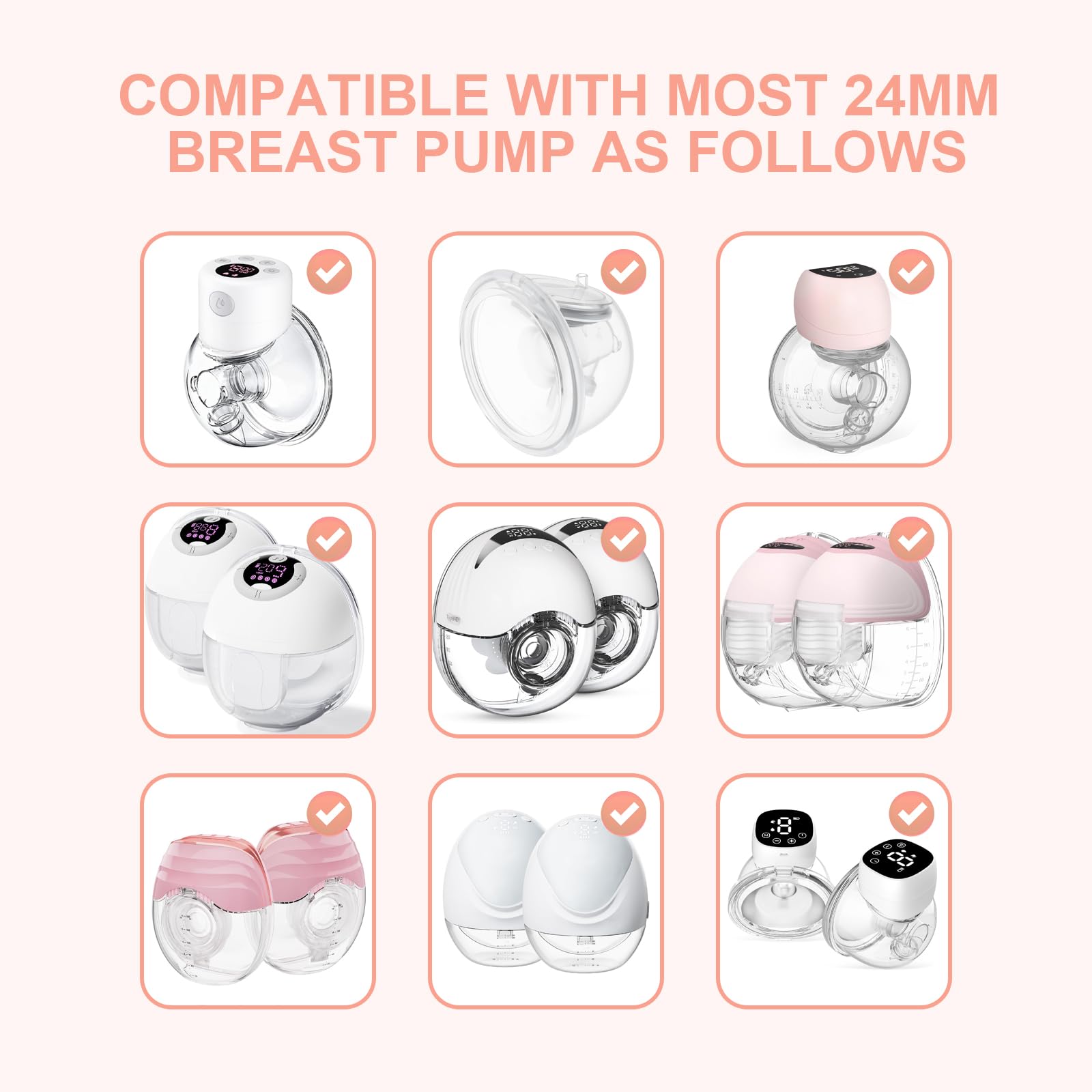 Mayyatt Flange Inserts 21mm Pump Parts, 2 Silicone Inserts Fit 24MM Flange S9 S10 S12 / s9 Pro s12 Pro Wearable Breast Pump Milk Collector Accessories Replacement