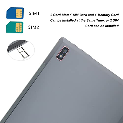 lennis 4G LTE Tablet, 10.1 Inch IPS 100‑240V 4GB 64GB Dual SIM Dual Standby 10.1 Inch Tablet Octa Core for Study (UK Plug)