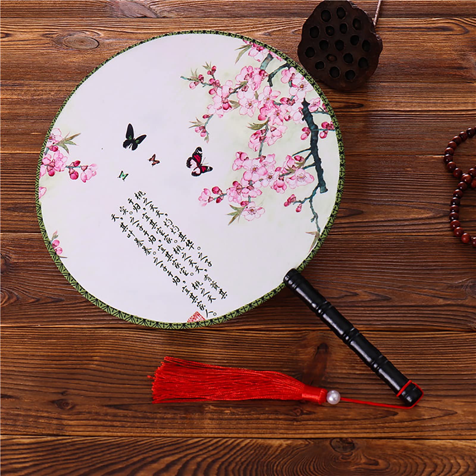FAYERY Fan Group Fan Chinese Style Classical Palace Fan Double-Sided Women's Round Palace Dance Fan Hanfu Fan