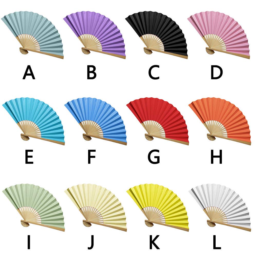 Folding Fan Hand Held Fan Chinese Style Traditional Hand Held Fan Paper Folding Paper Fan Party Wedding Decor (Color : H)