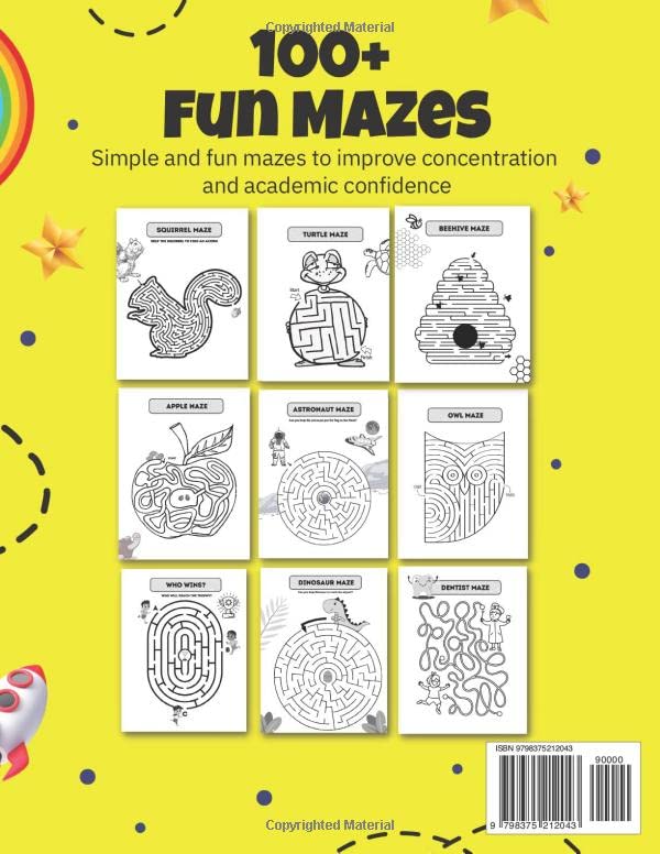 Mazes for kids: 100+ Unique Fun and Challenging Maze Activity Book for kids - Features different Themes and Shapes Puzzles - Maze books for kids ages 4-8