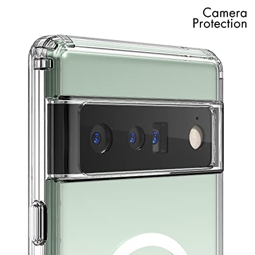 oakxco Google Pixel 6 Pro Magnetic Case Clear, Compatible with Magsafe Charging, Slim Fit Protective Phone Case for Pixel 6 Pro, Shockproof Soft Silicone TPU Bumper&Hard PC, Crystal Clear Anti-Yellow