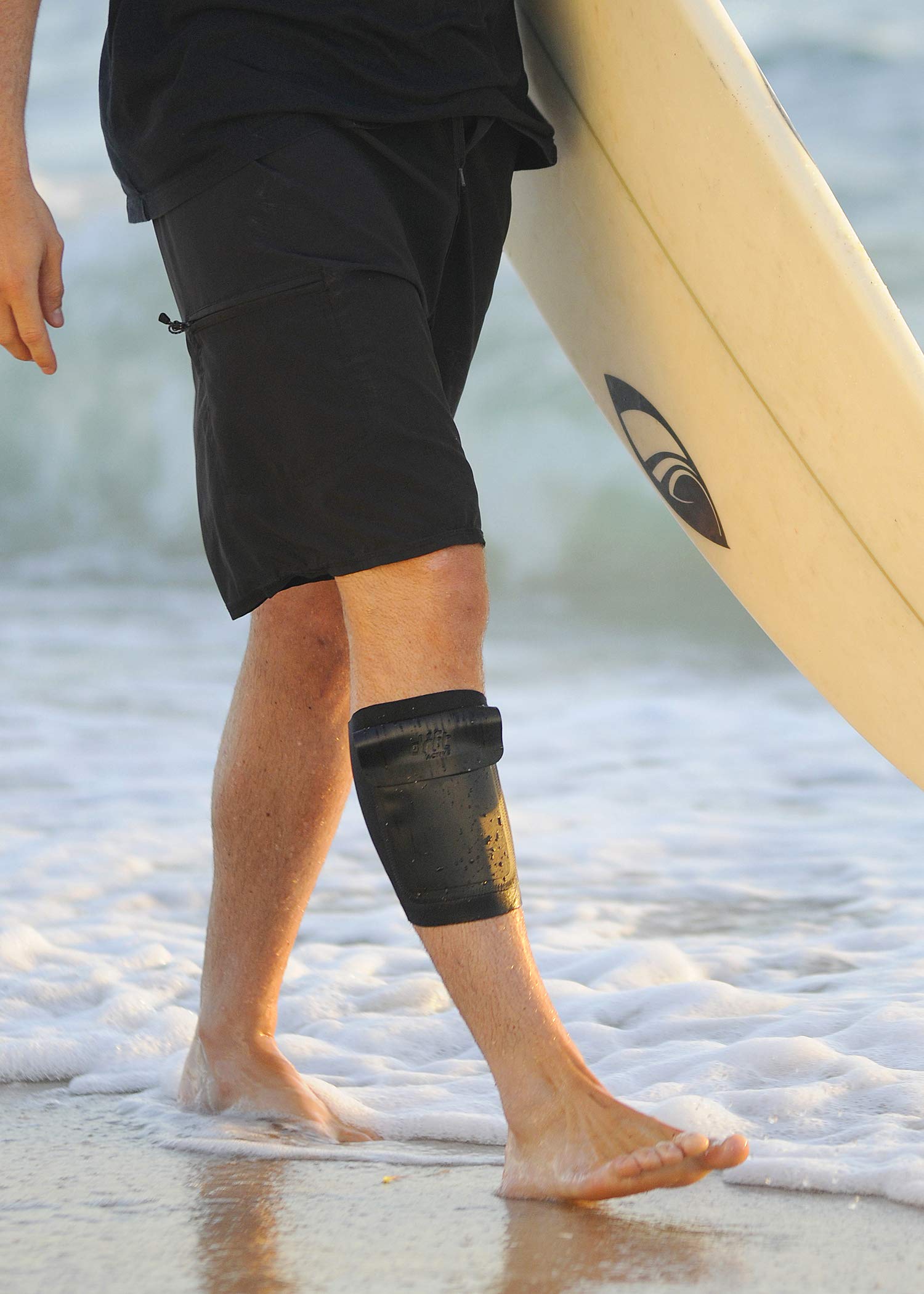 DRFT Waterproof Leg Ankle Pouch for Swimming, Surfing, Kayaking, Fishing, Boating, Running, Biking (Black, Small/Medium)