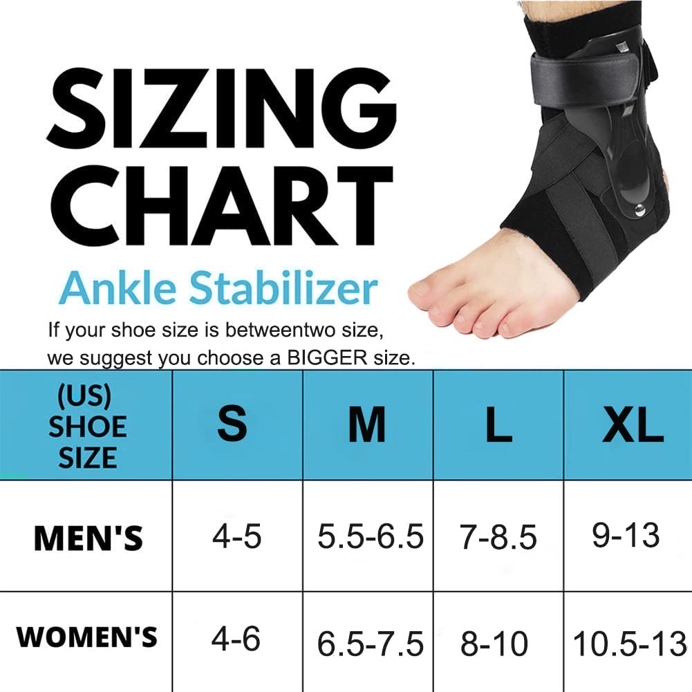 TODDOBRA Ankle Brace for Sprained Ankle, Ankle Support Brace with Side Stabilizers for Men & Women, Ankle Splint Stabilizer Volleyball, Basketball, Ankle Supports for Women (Update L)