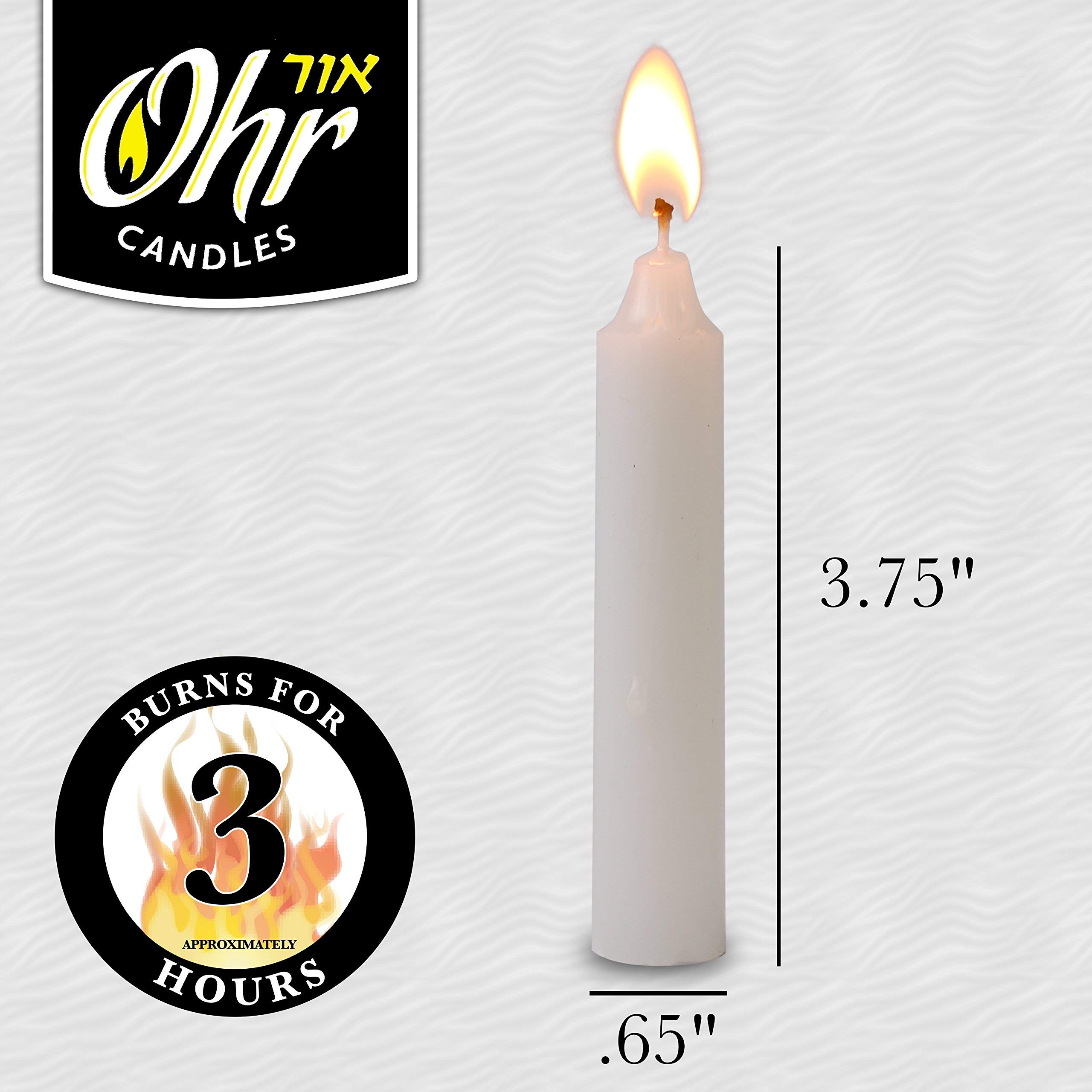Shabbat Candles - Traditional Shabbos Candles - 3 Hour - 72 Count, 2 Pack (144 Count) - by Ohr