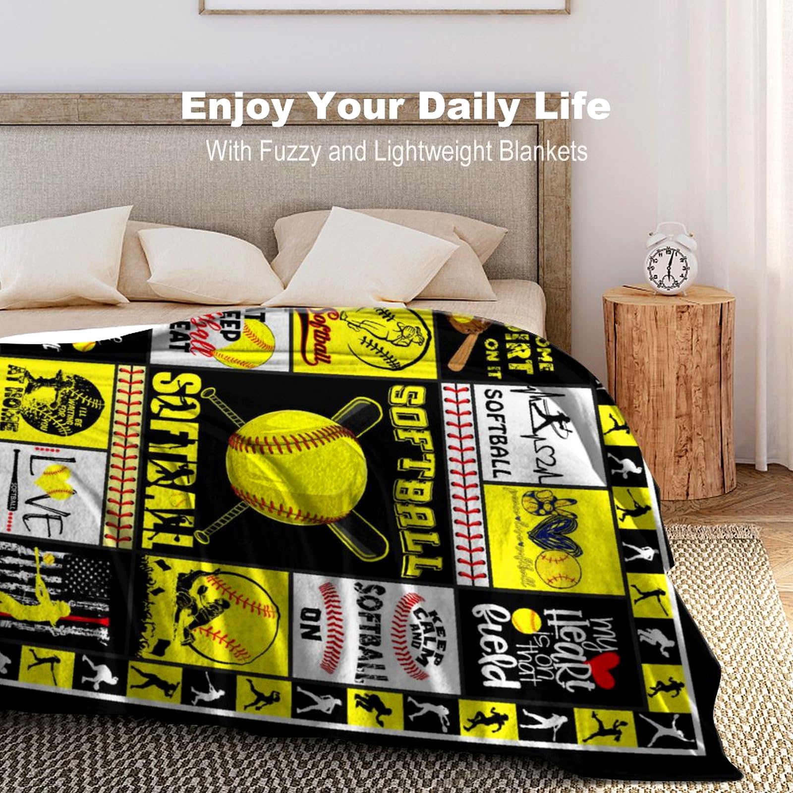Softball Blanket Soft Flannel Blankets and Throws Outdoor Ball for Bedding Boys Girls Adults Gifts 50"X40"