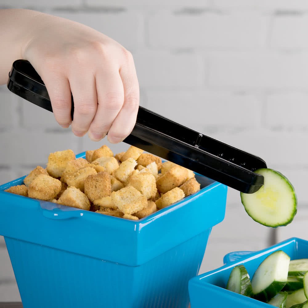 Fit Meal Prep [30 Pack] 10 x 9" Spoons, 10 x 9" Forks, 10 x 9" Tongs Combo, Black Disposable Plastic Serving Utensils Set, Heavy Duty Catering Supplies, Wedding, Birthday Party, Buffet