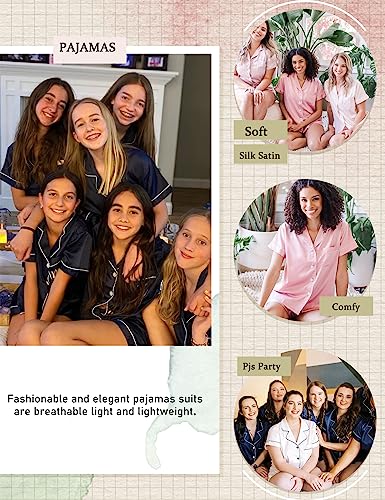 SWOMOG Women Silk Satin Pajama-Sets Short Sleeve Sleepwear Summer Loungewear 2 Pcs Nightwear Ruffle Hem Pyjamas Black