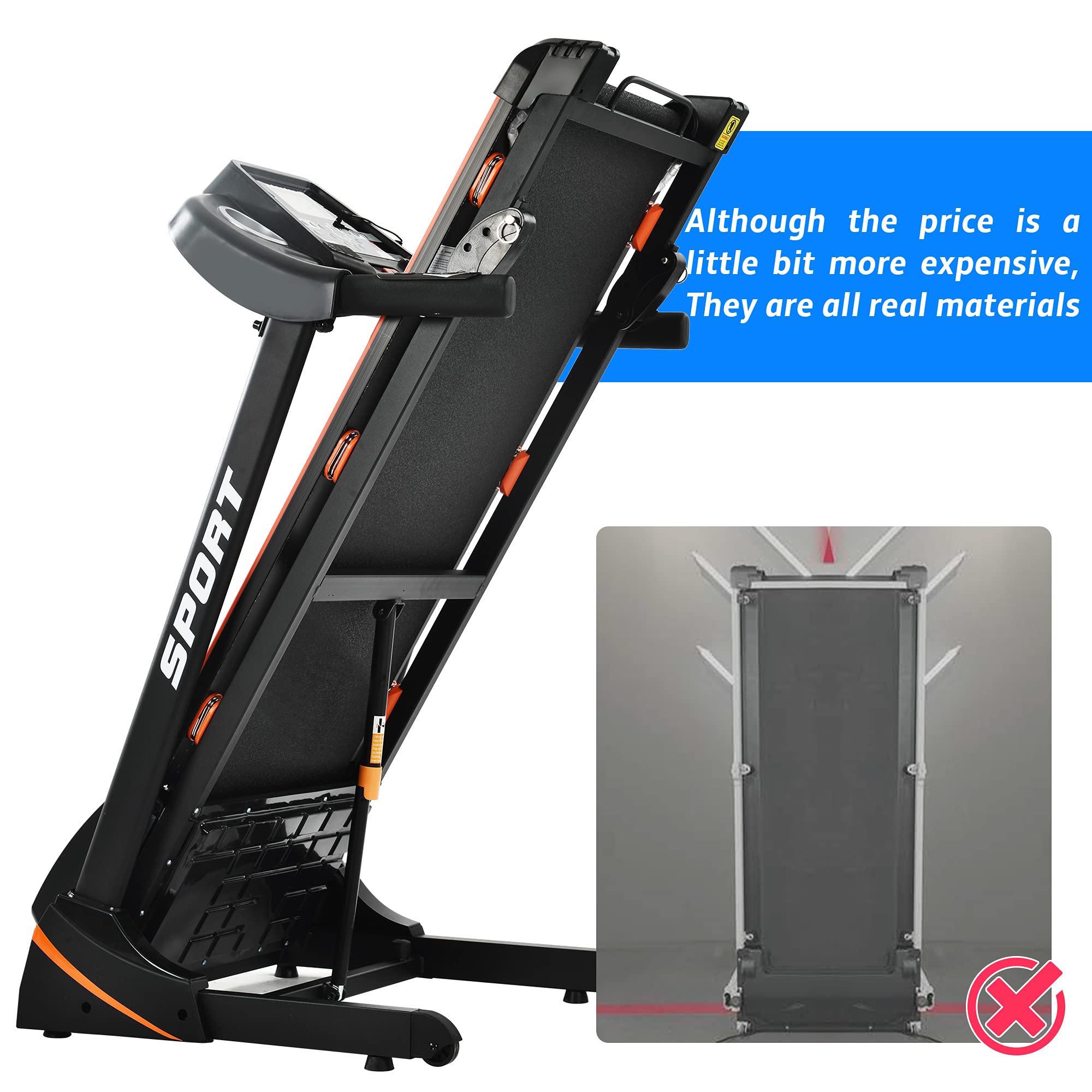 Folding Electric 3.5HP Treadmill with Incline Medium Running Machine Motorised LCD Gym 330lbs,Electric Motorized Power 14.8KM/H (3.5HP)