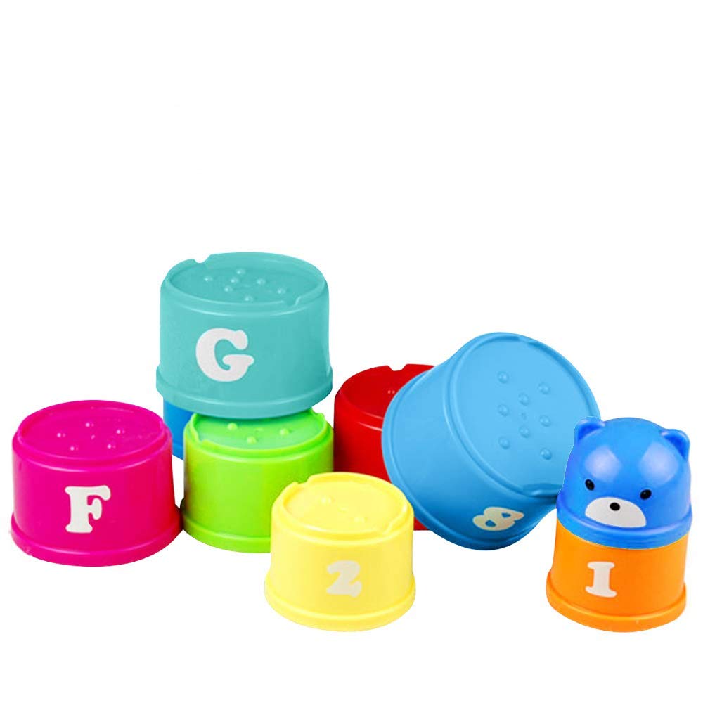 elecnewell Stack Up Cup Toys Rainbow Nesting & Stacking Cups Baby Building Set 9 Pieces Colorful Toy Set for Infants, Toddlers, and Kids