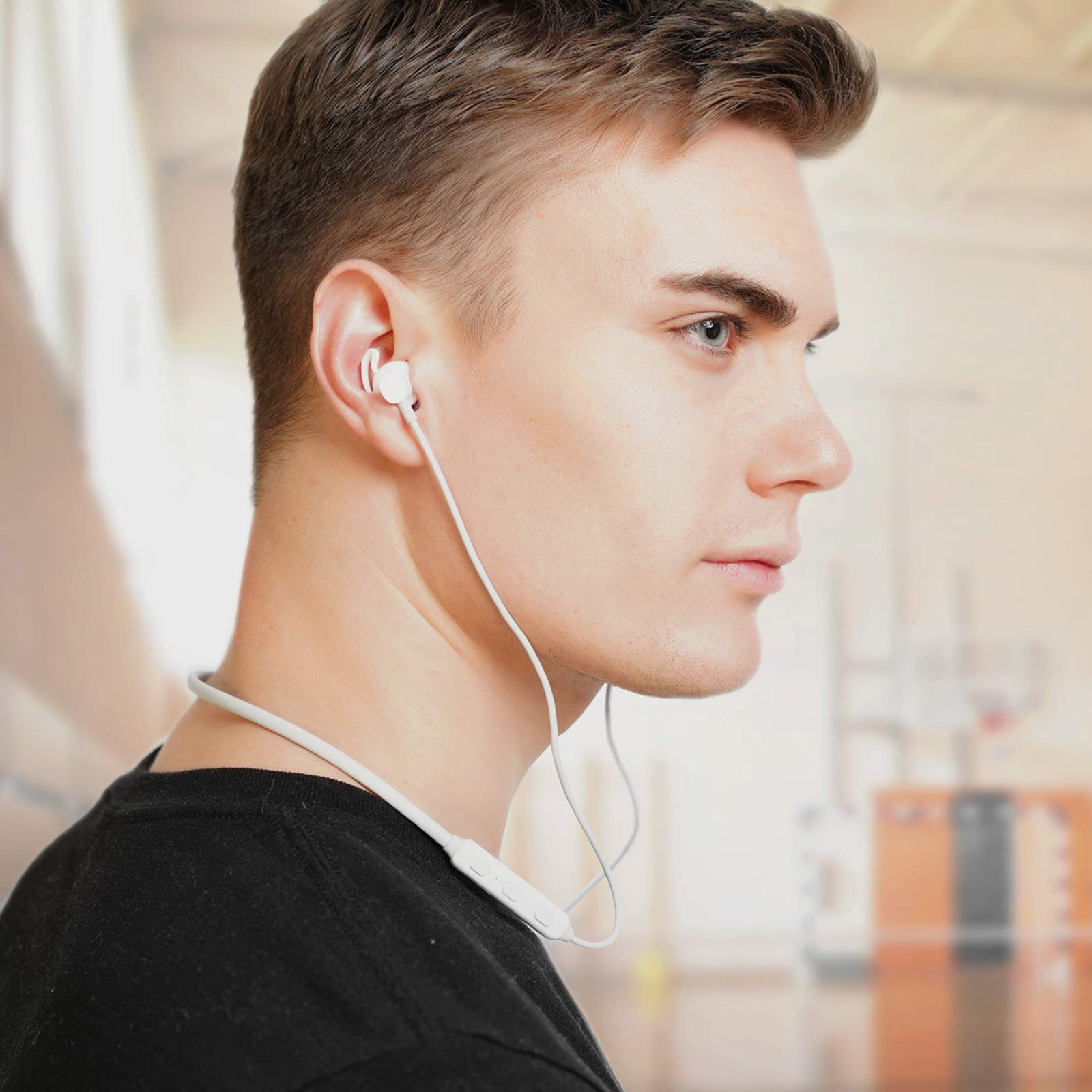 Edifier W200BT Bluetooth Headphones, Bluetooth 5.0 7 Hours Playback Wireless Sports Earphones, IPX5 Sweat and Water Resistant, CVC Noise Cancelling mic, White