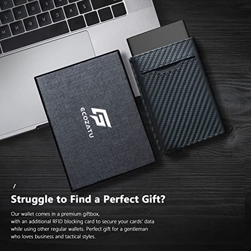 ECOZATU Slim Aluminum Card Holder Wallet,Minimalist Metal Mens Wallet,RFID Blocking Wallet For Men,Pop Up Wallets Men,Stealth Wallets for Men, 14+ Cards Holder Mens Wallets With 2 Cash Bands