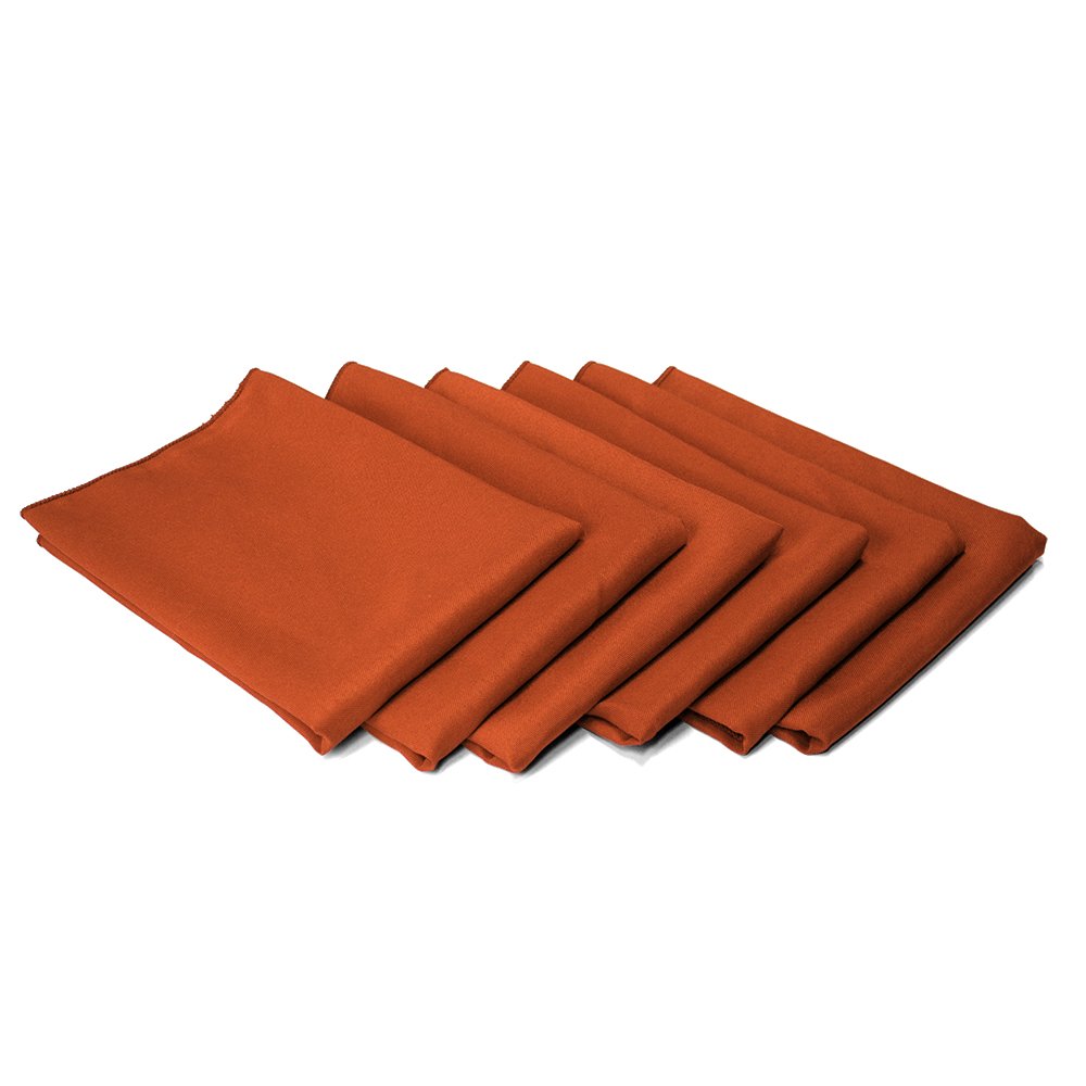 TableLinensforLess 17"x17" Polyester Cloth Napkins, Set of 6 (Burnt Orange) | Easy-Care, No-Iron Finish, Superior Color Retention, Machine Washable