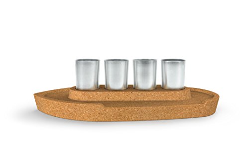 Genuine Fred Party Boat Shot Glass Flight Serving Set, One Size, Silver