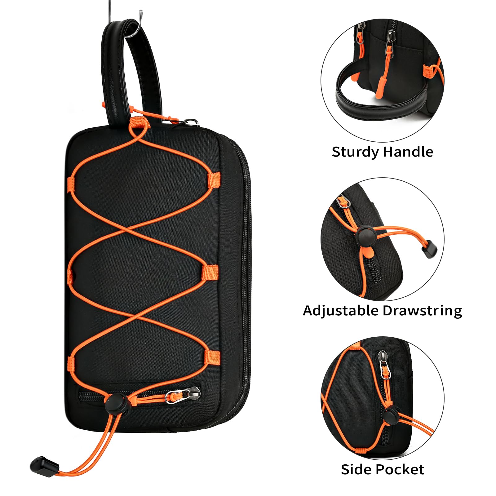 Droombouw Travel Toiltery Bag for Men Hanging Strap Shaving Bag Dorm Essential (Orange-1)