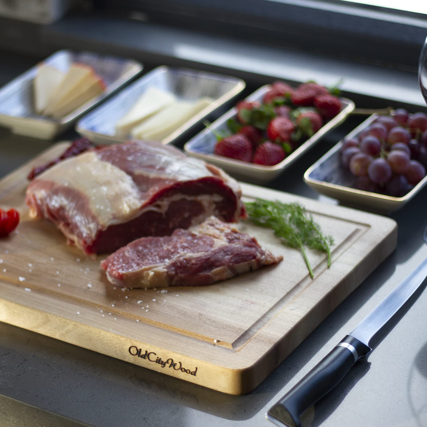 Handmade 17x13'' Walnut Wood Cutting Board For Kitchen with Juice Groove, Chopping Board Made of Walnut Wood for Meat, Cheese and Vegetables (X-Large, 17x13 inch)