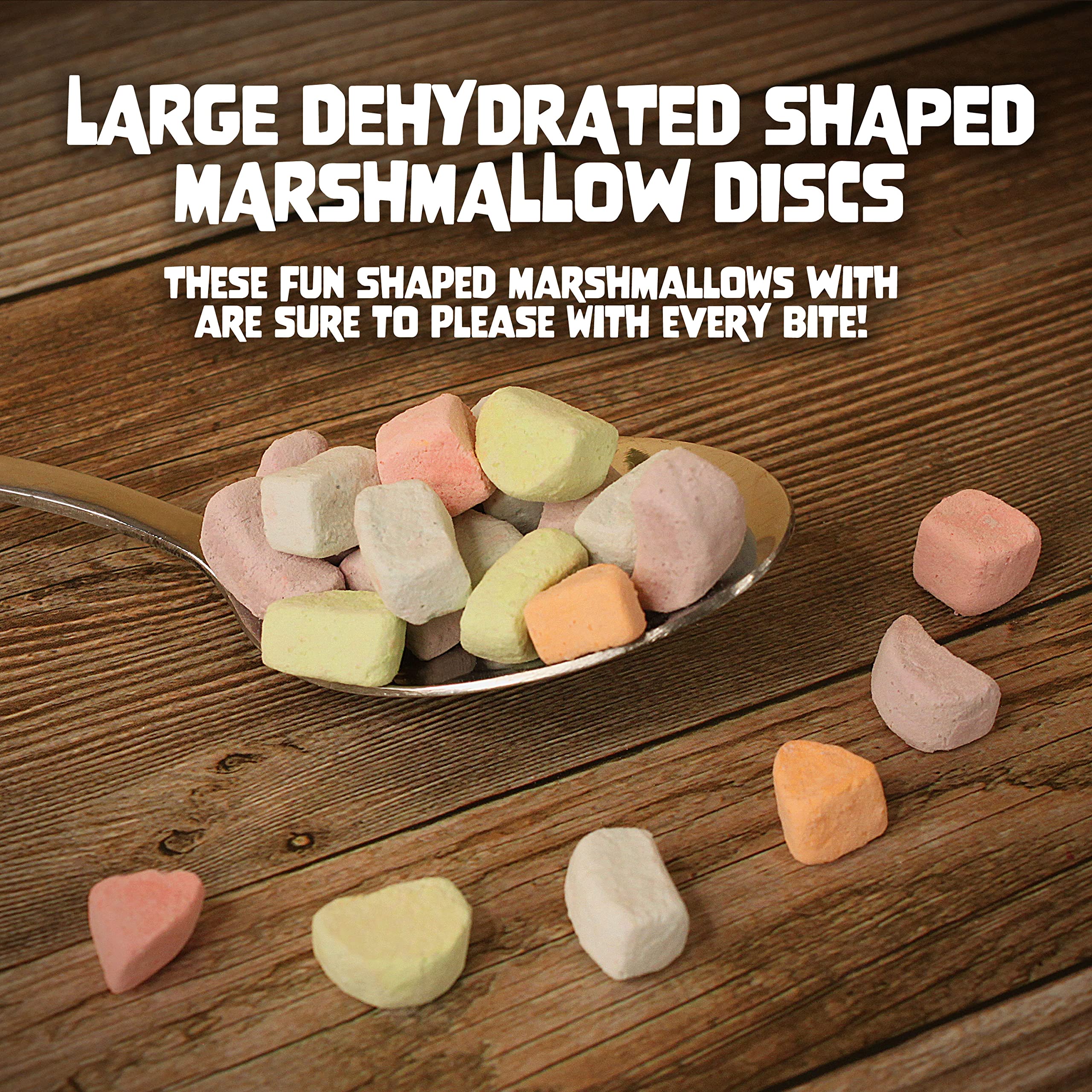 Fun Shapes & Colors - Vanilla Dehydrated Marshmallows | Half Pound Resealable Bulk Bag | For Hot Chocolate, Cereal, Ice Cream Topping, or Plain - (8oz Bag)
