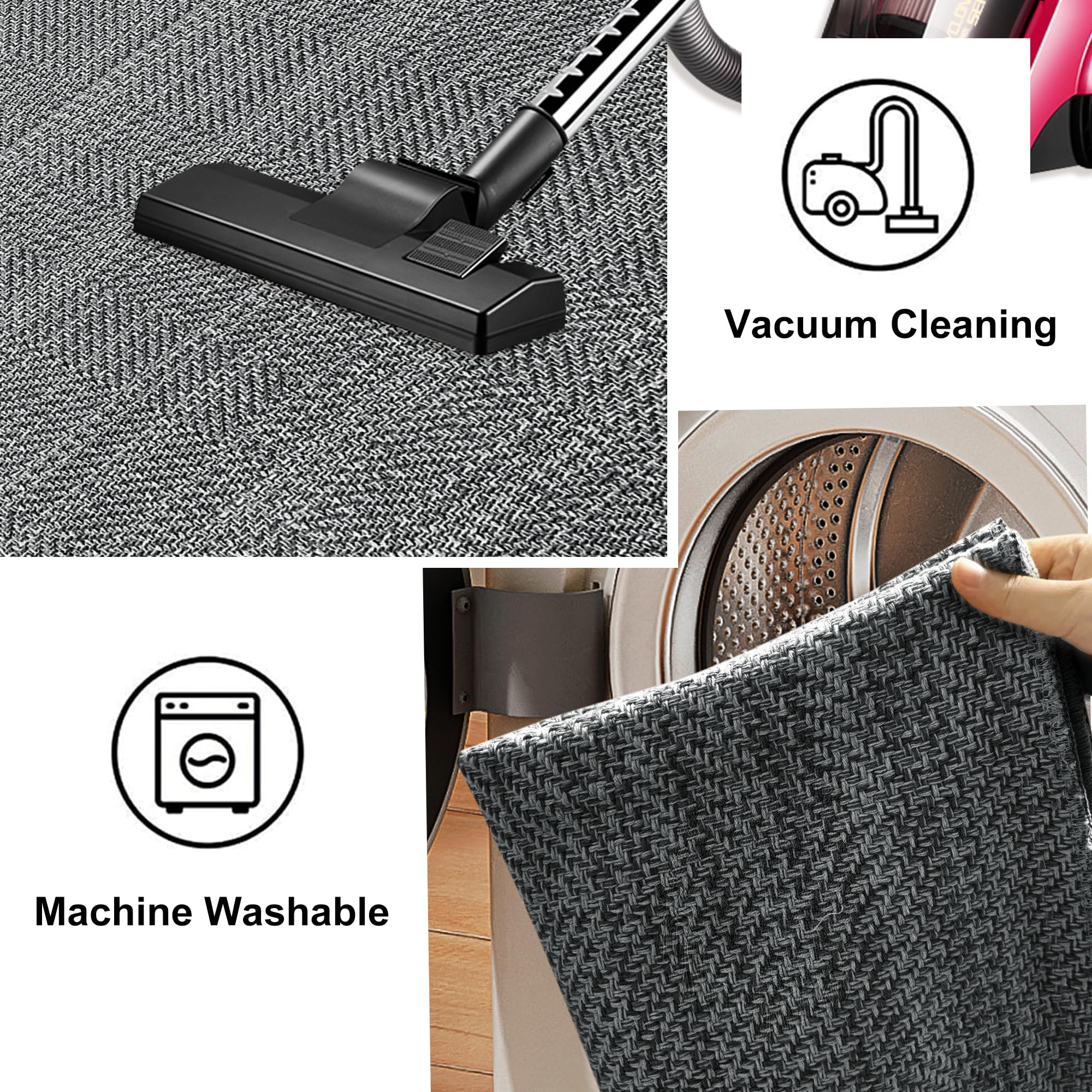 Nafell 3x5 Washable Entryway Rug - Small Boho Kitchen Area Rug with Tassel, Washable Bathroom Rug for Entryway Kitchen Indoor Bedroom, Hand-Woven, Cotton