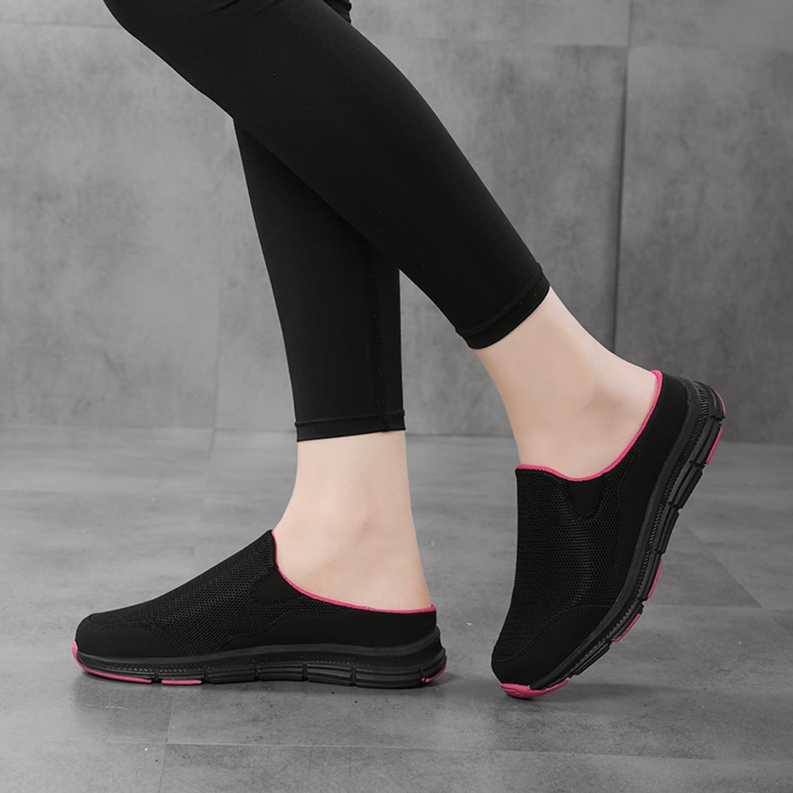 FASDNENDYS Women's Comfortable Wrap Half Slipper Flat Bottom Soft Mesh Sports Casual Shoes Winter Shoes for Men Casual Black
