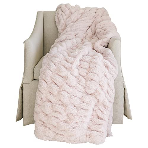 Minky Designs Luxurious Minky Blankets | Super Soft, Fuzzy, and Fluffy Faux Fur | Preppy Couch Covers & Throw Blankets | Ideal for Adults, Kids, Teens (Chic | Blossom Pink)