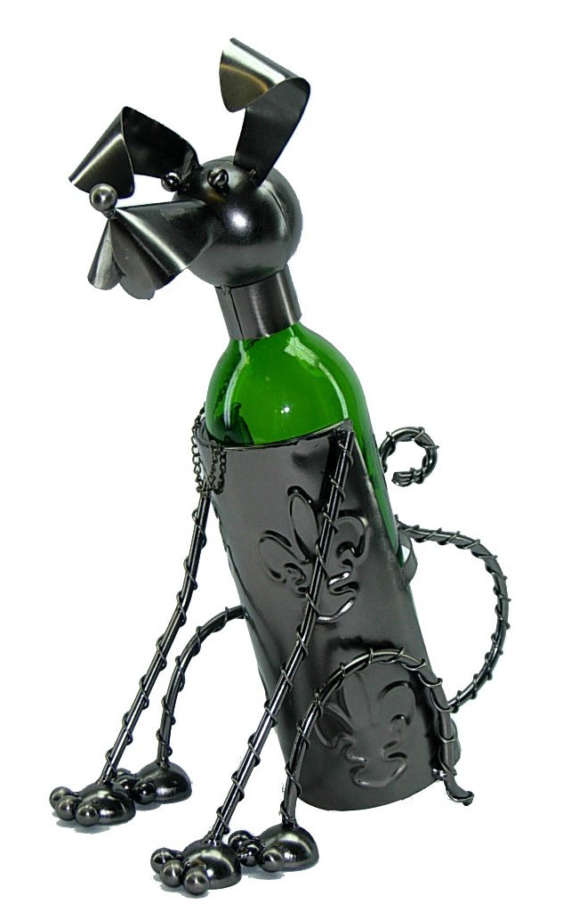 Handmade Cute Dog Sitting Metal Wine Bottle Holder