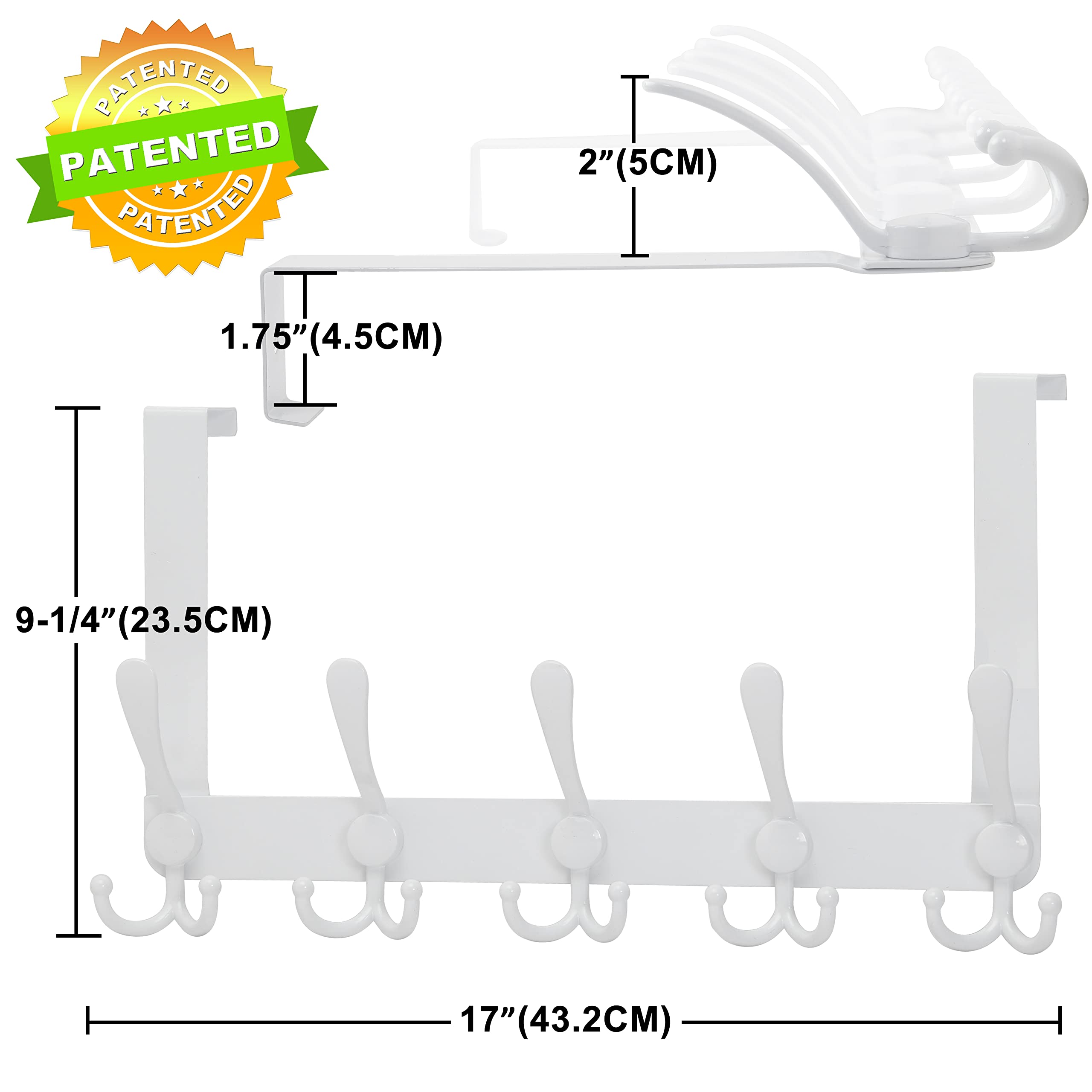 Dseap 5 Tri Over The Door Clothes Hanger and Towel Rack, Heavy Duty White